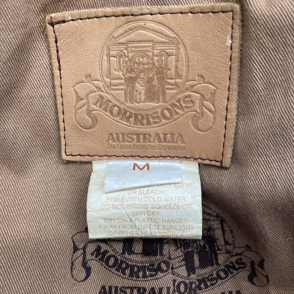 Vtg Morrisons Australian Brown OilSkin Coat Duster Jacket M Ranch ...