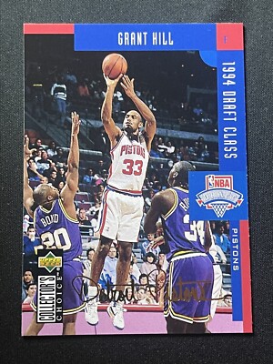 1994-95 Collectors Choice Grant Hill RC Gold Signature Rookie Card #409 ...