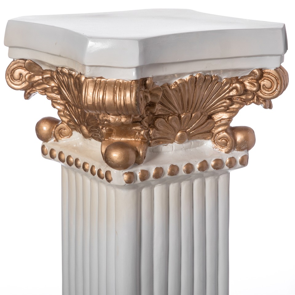 Fiberglass White and Gold Plinth Roman Style Column Ionic Piller ...