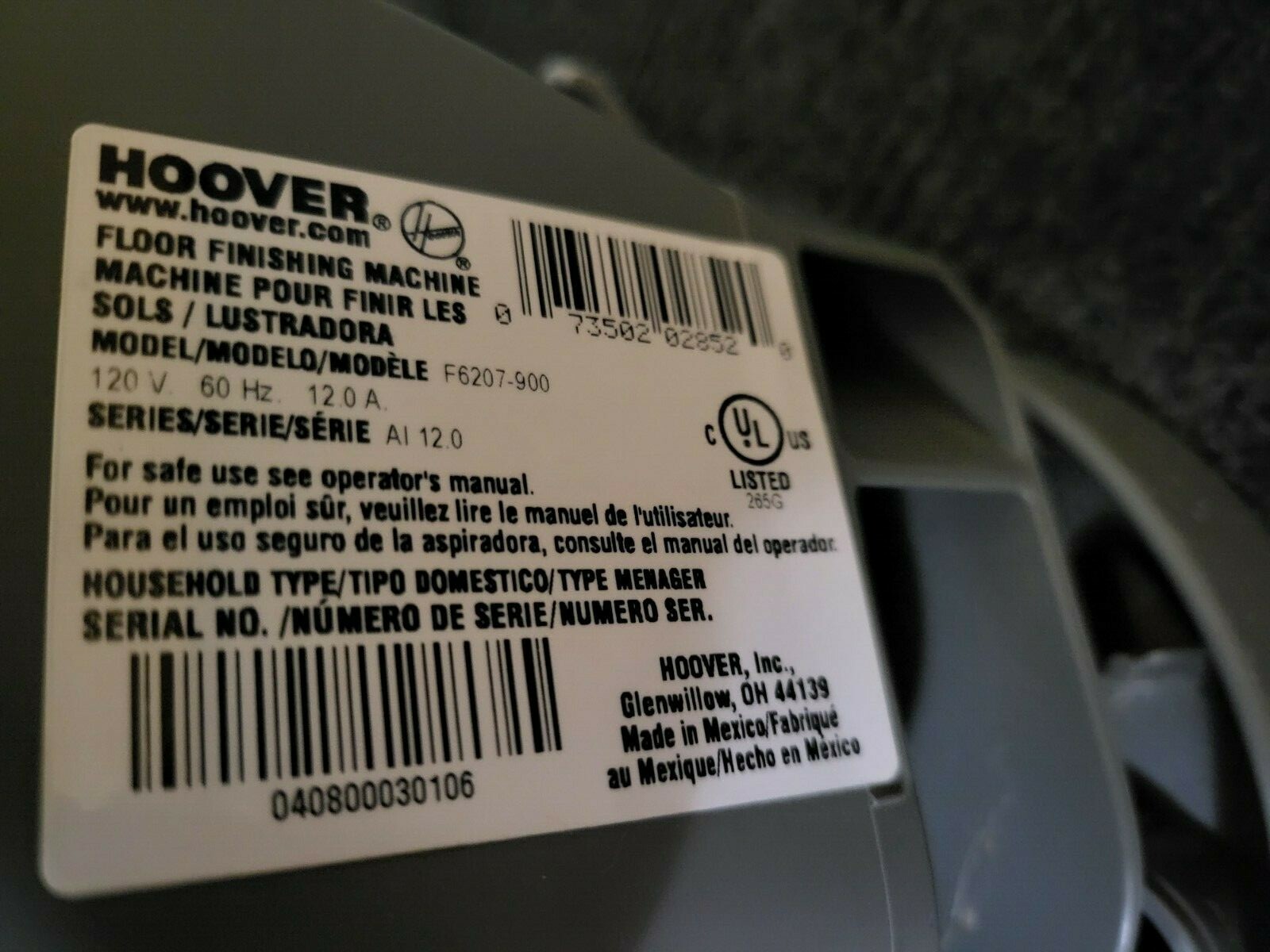 Hoover F6207-900 SteamVac Agility Vacuum carpet cleaner washer shampoo ...