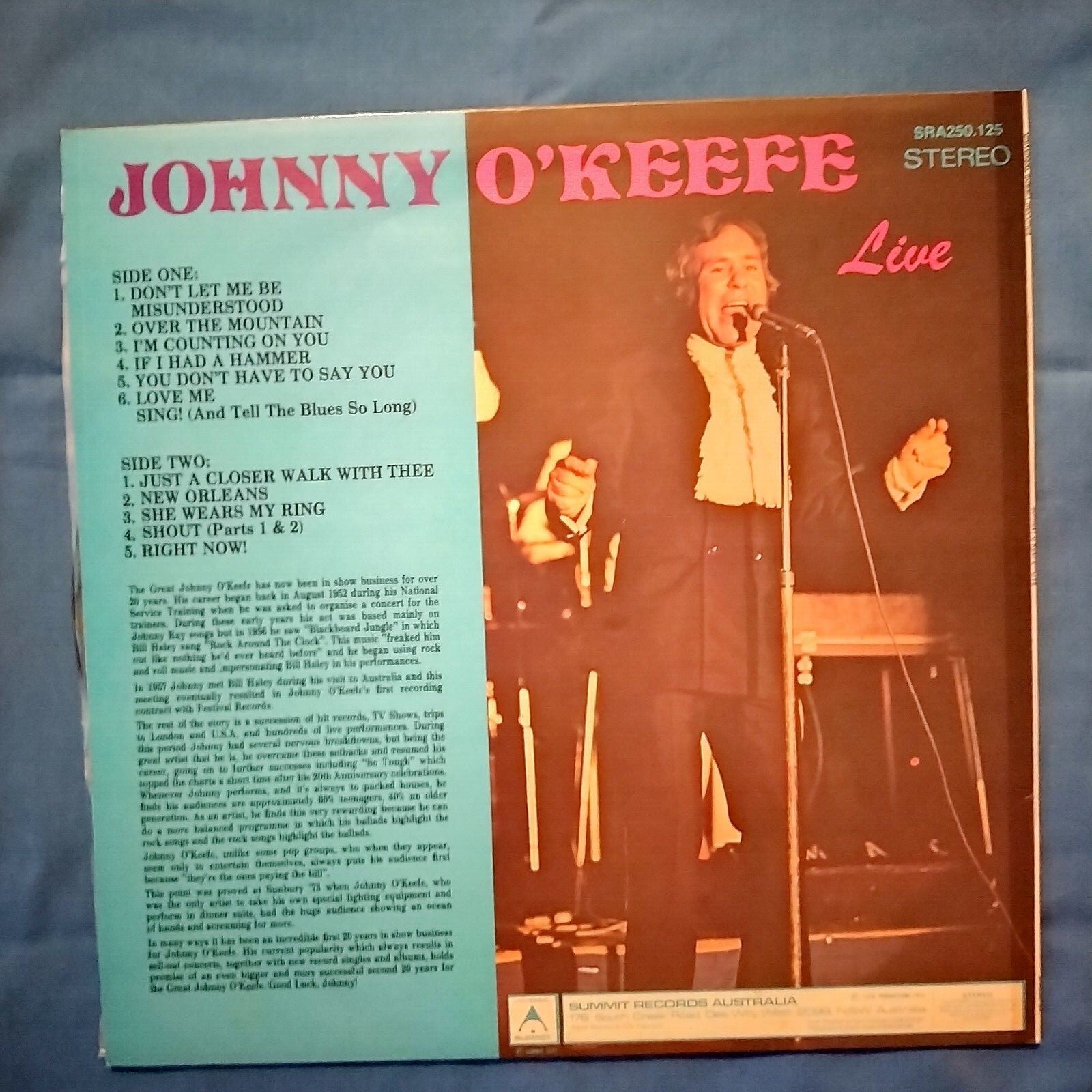 LP JOHNNY O'KEEFE LIVE. 1973 Aus Press. First Edition. Vinyl Records ...