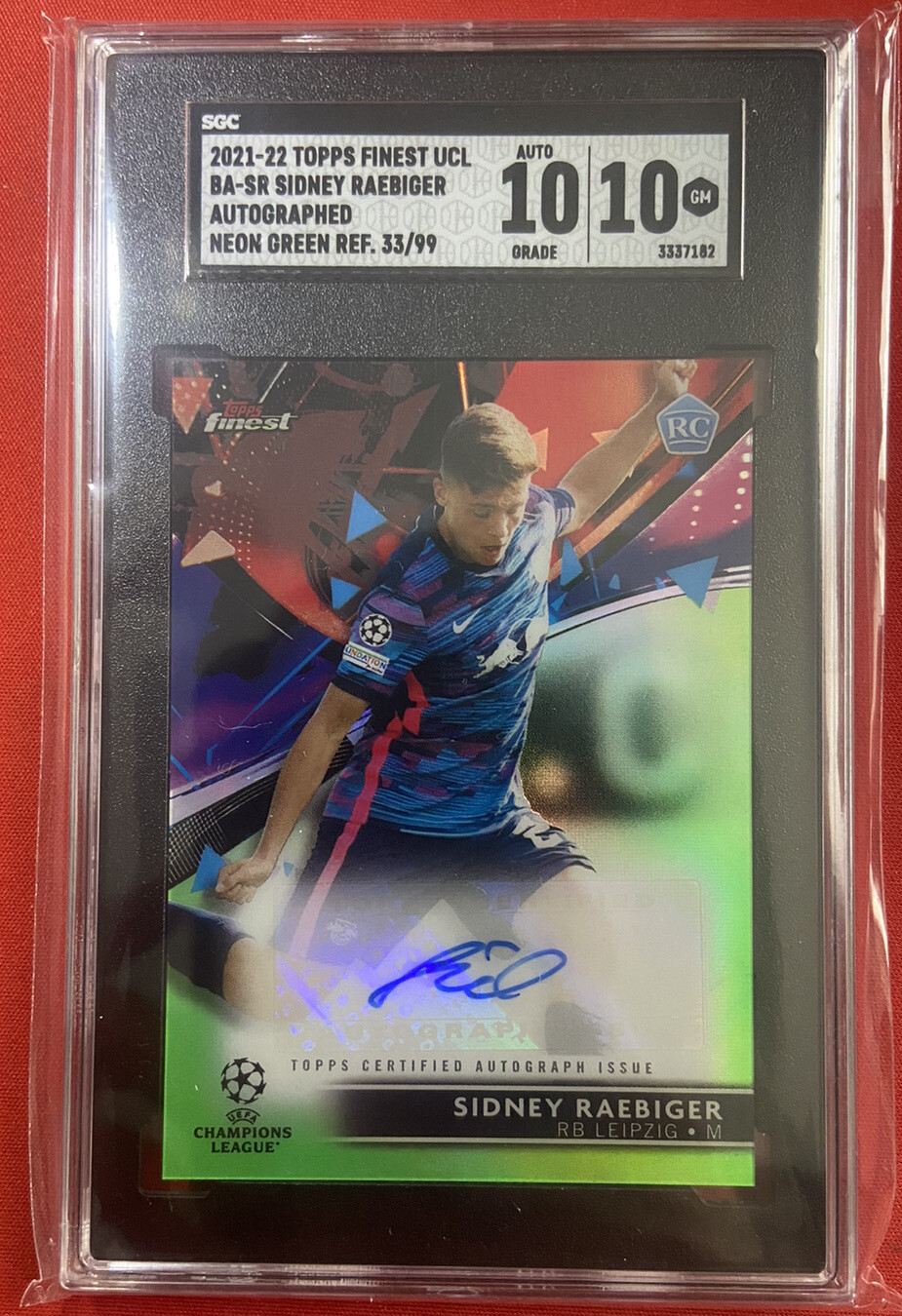 2021 Topps Finest UCL Sidney Raebiger Neon Green Refractor Auto #/99 ...