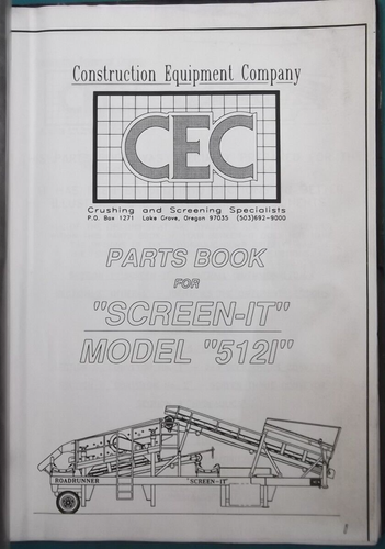 Cec Costruzione Equipment Azienda 512I Schermo Parti Manuale Libro ...