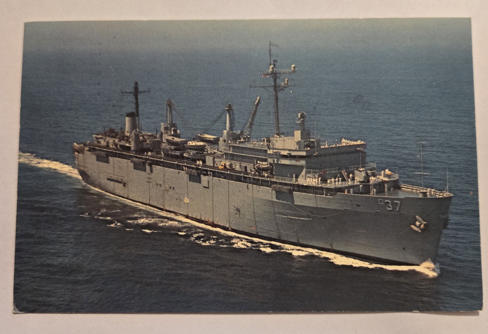 Vintage Used Postcard USS Samuel Gompers AD37 Overhead View of US Navy ...