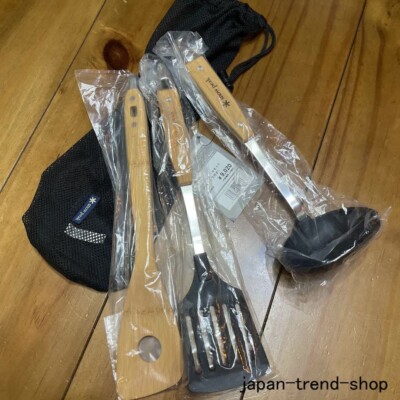 Snow Peak Kitchen Tool Set Ladle Spatula Turner W/ Case Camping Cooking ...