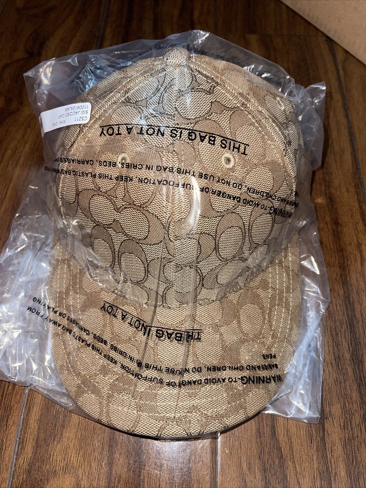 NWT Coach Baseball Hat Cap In Signature Jacquard, KHAKI, Size M/L | eBay