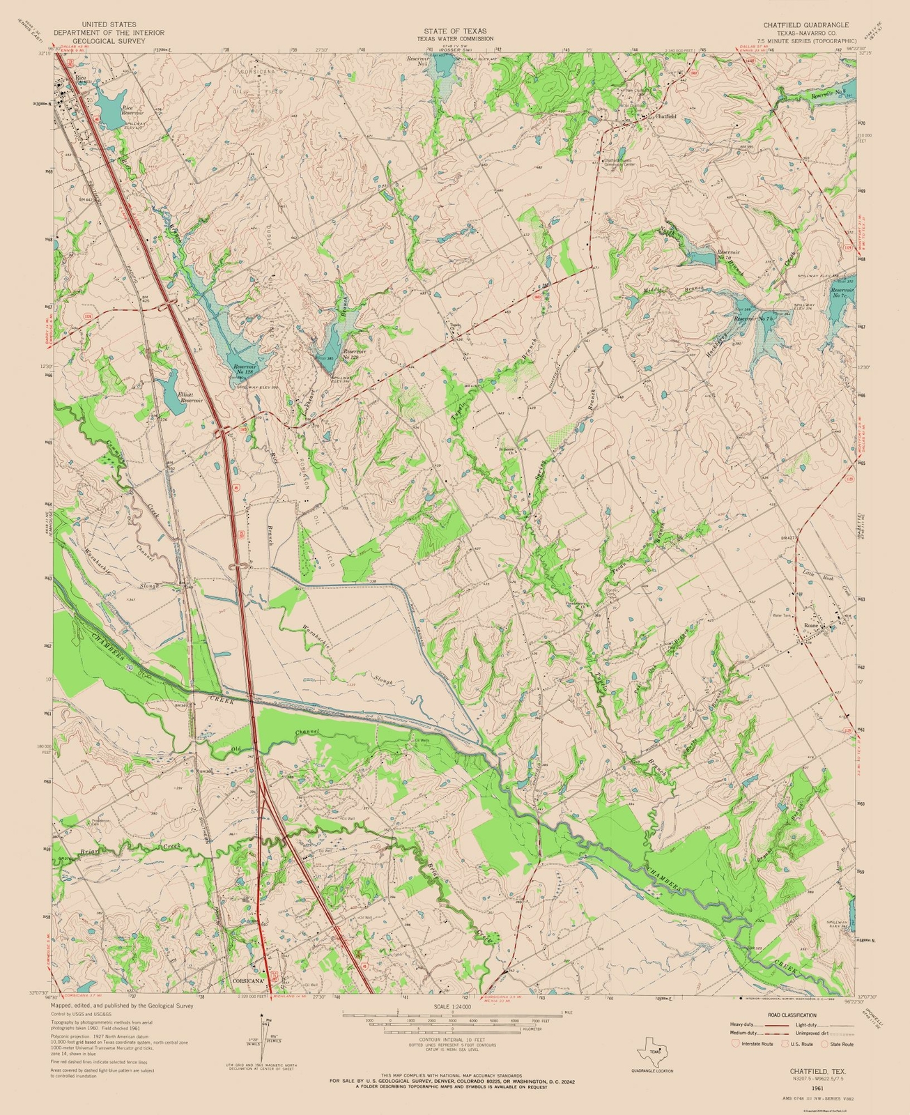 Topographical Map - Chatfield Texas Quad - USGS 1961 - 23 x 28.16 | eBay