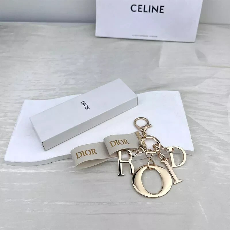 Dior Novelty Charm Gold Lucky Logo With diamond Keychain VIP Gift NEW ...