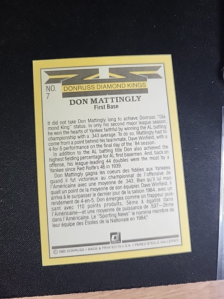 1985 Donruss - Diamond Kings Don Mattingly #7 | eBay
