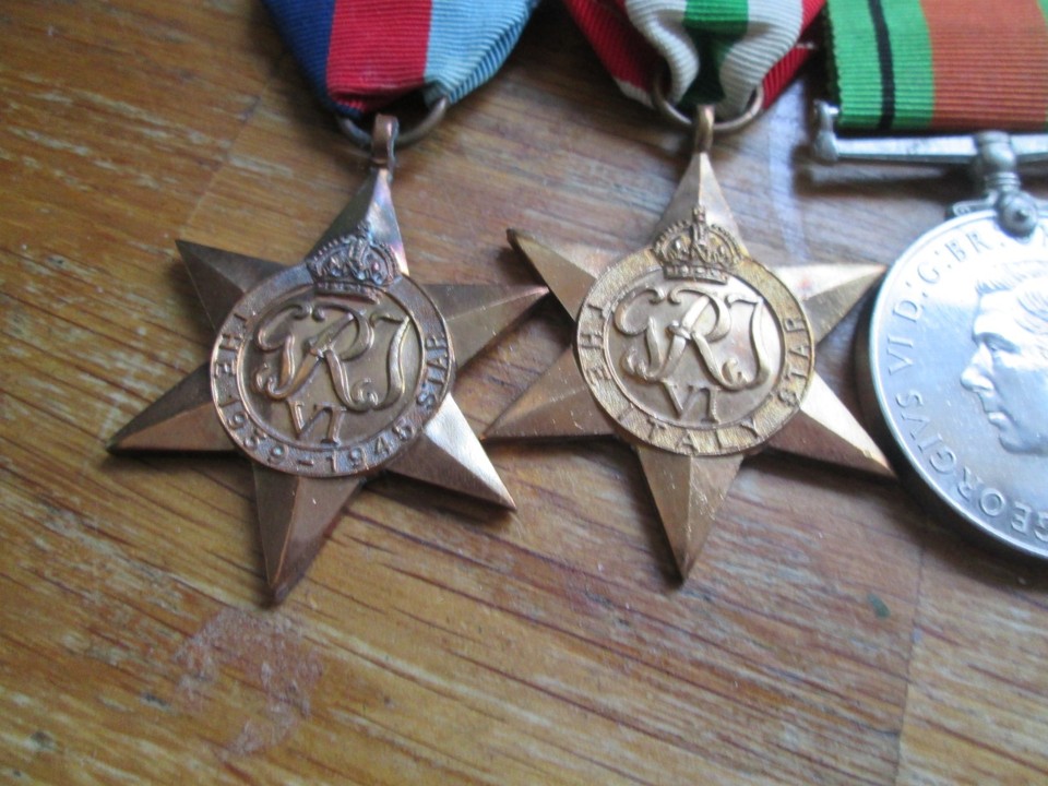 WW2 MOUNTED THE 1939-1945 STAR & ITALY STAR + DEFENCE & WAR MEDALS WITH ...