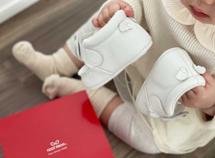 Baby First Step Shoes Foot Angel White Leather Cowhide Handmade Japan ...