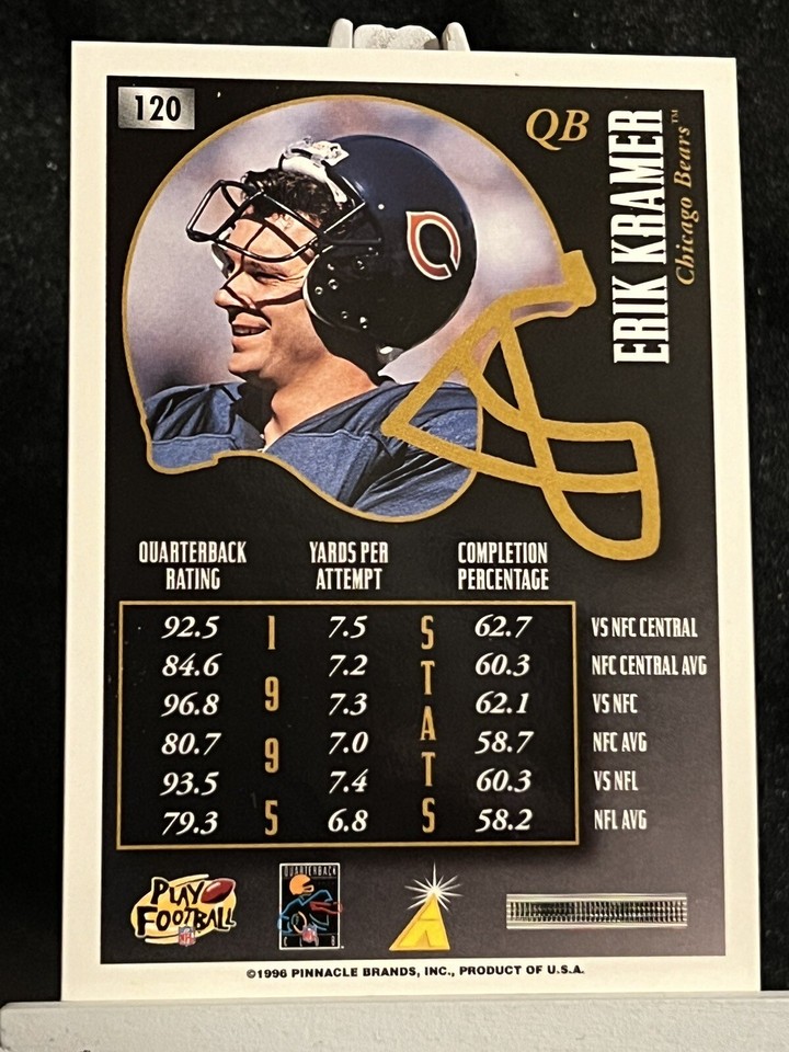 1996 Pinnacle Summit Chicago Bears #120 Erik Kramer Football NFL Card ...
