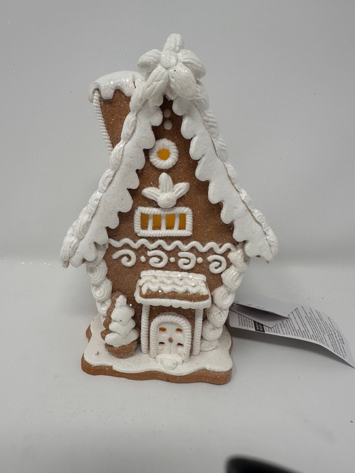 Neutral Gingerbread House, Christmas Village, Brown & White, NEW 7 ...