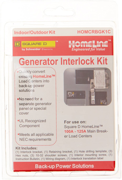 Square D HOMCRBGK1C Homeline 100A Load Center Generator Interlock Kit ...