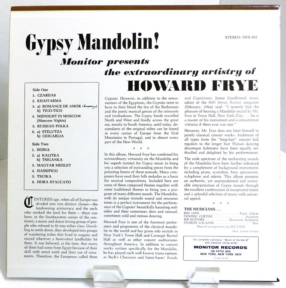 HTF Mint 1966 Howard Frye "Gypsy Mandolin!" Monitor Records MFS 463 ...