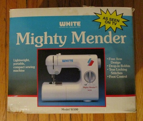 WHITE MIGHTY MENDER W100 PORTABLE SEWING MACHINE IN BOX! | eBay