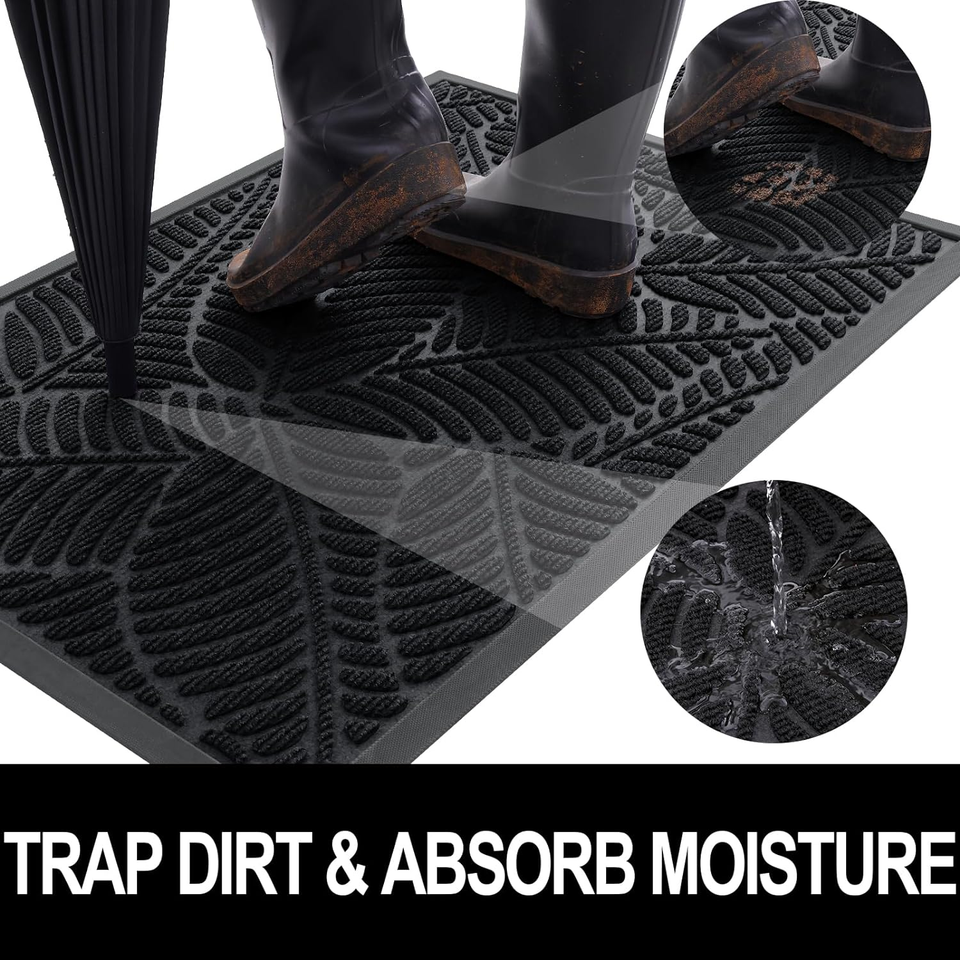 Waterproof Doormat, Sturdy Natural Rubber Front Indoor Mat, Non Slip ...
