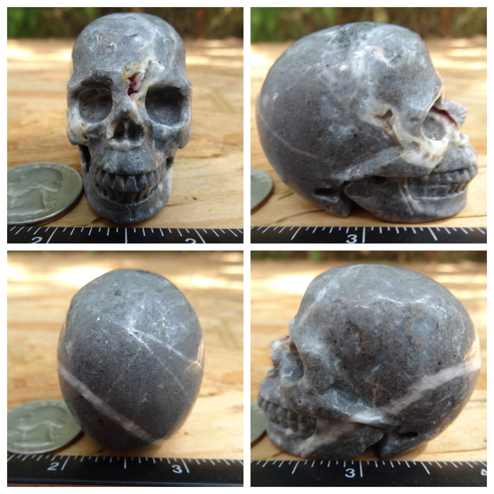 1.96" Unknown Stone Skull Hand Carved Realistic 3.1oz 89.0g Crystal ...