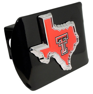 texas tech tx shape color logo chrome emblem on black trailer hitch ...