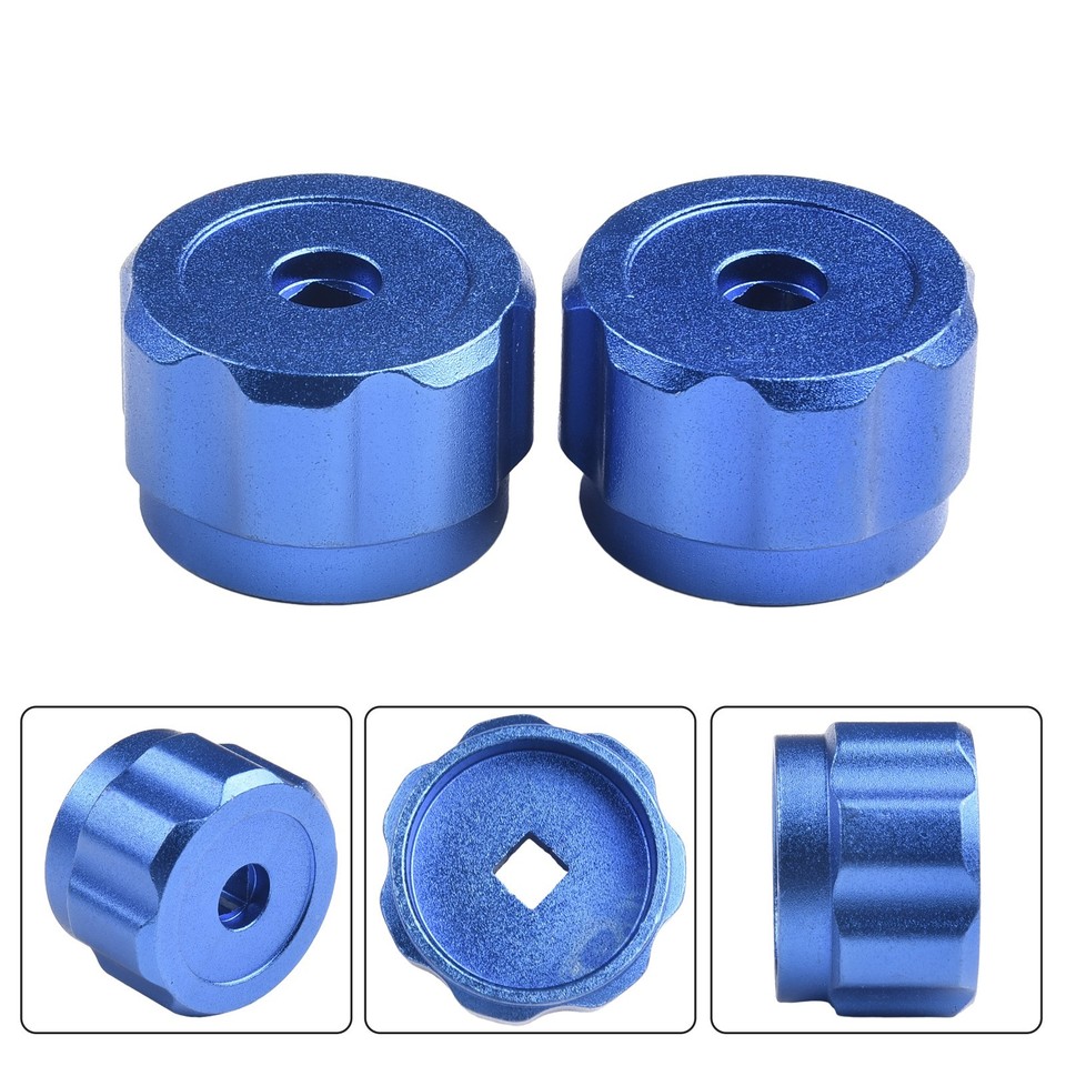 Blue Round Wheel Handle Faucet Knobs 2PCS Aluminum Alloy for Long ...