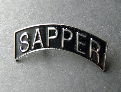 US ARMY ENGINEER COMBAT SAPPER SILVER COLOR TAB LAPEL PIN BADGE 1.5 ...