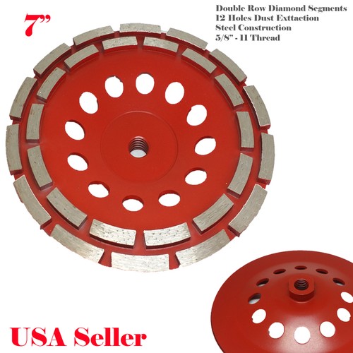 7" Double Row 5/8-11 Thread Concrete Diamond Grinding CUP Wheel Disc ...