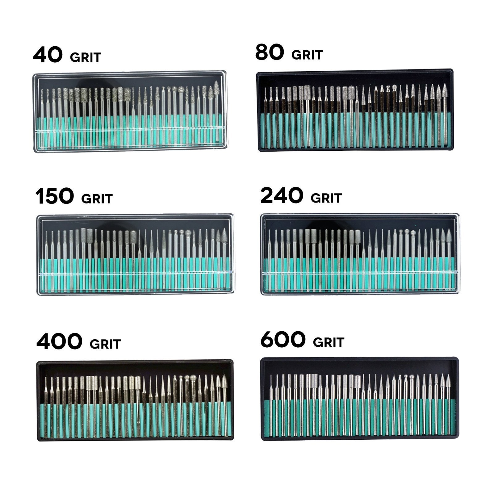 30pc Diamond Tip Cutting Burr Bit Set for Rotary Tool (Many Grit Sizes ...