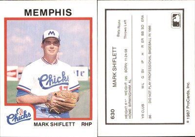 Mark Shiflett 1987 ProCards #630 RC Card Memphis Chicks | eBay