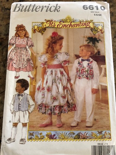 💐 BUTTERICK #6610 - CHILDS "IT'S ENCHANTING" DRESS-VEST-BOTTOMS PATTERN ...