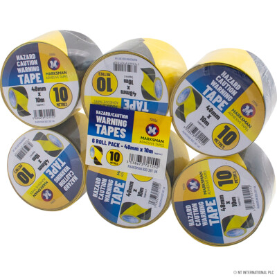 NEW 6 ROLLS CAUTION TAPE YELLOW ROLL ADHESIVE HAZARD SAFETY WARNING ...