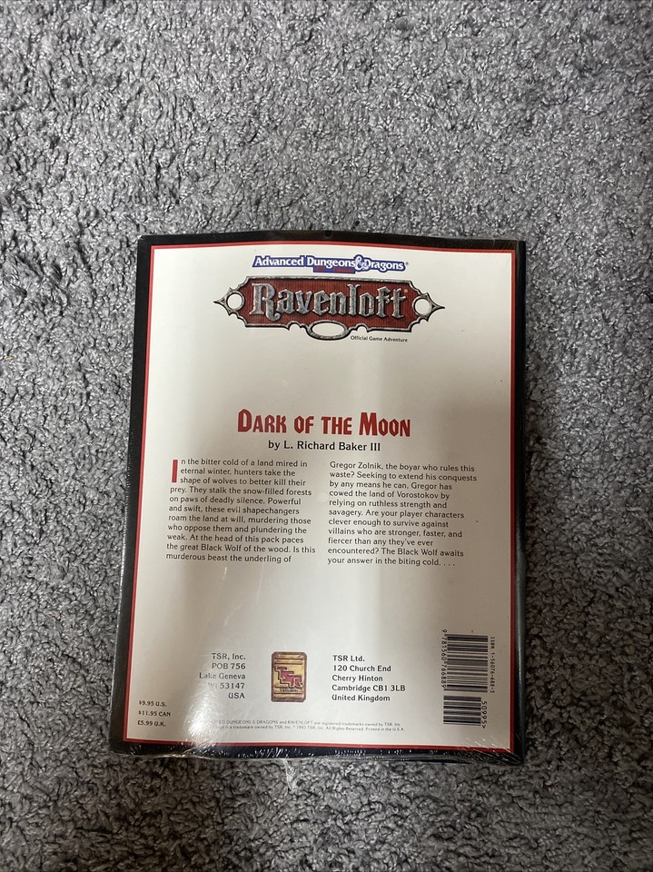 Ad & D 2nd Edition Ravenloft - Adventure Dark of The Moon Rare TSR 9419 ...