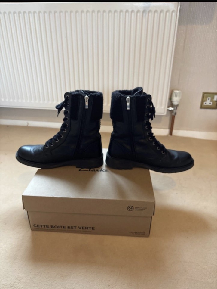 Clarks Black Boots Orinoco 2 Lace Womens Soft Leather Warm Winter Uk 6. ...