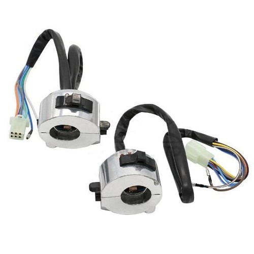 Universal Motorcycle Chrome Dual Control Set Light Handlebar Switch ...