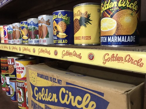 GOLDEN CIRCLE Shelving Display Sign Sticker Over 5m Long Retro Vintage ...