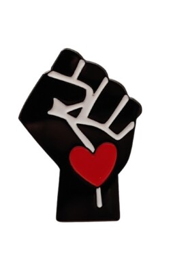 NEW BLM LAPEL PIN WITH INTEGRATED HEART BLACK/WHITE MIRROR ENAMEL ...