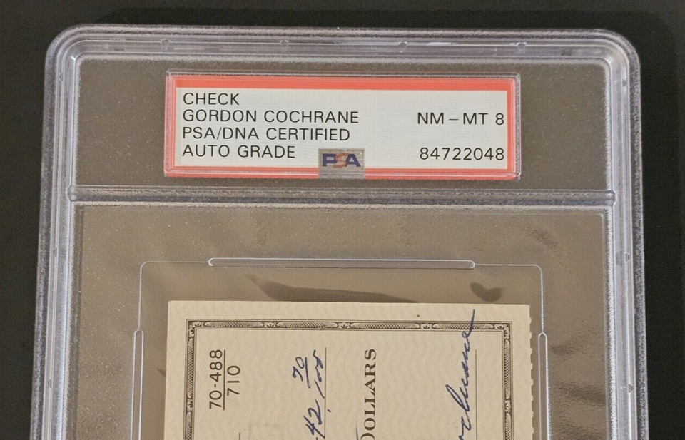 Rare 1961 MICKEY COCHRANE Signed Personal Check-HOF-DETROIT TIGERS-PSA ...