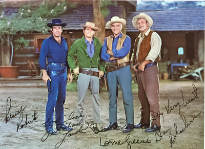 Bonanza Cast ++ Autogramm ++ Lorne Greene Michael Landon Guy Williams ...