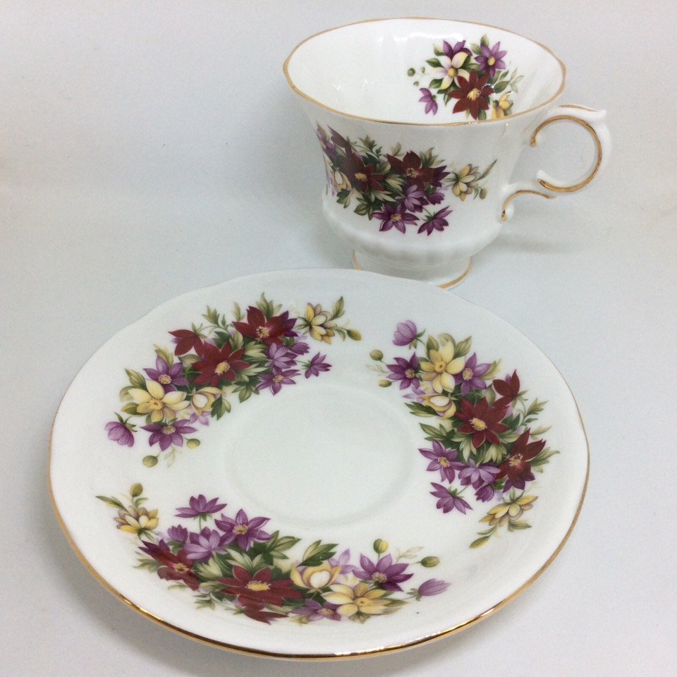 PARAGON Flower Festival H Tea Cup and Saucer Set England Vintage | eBay