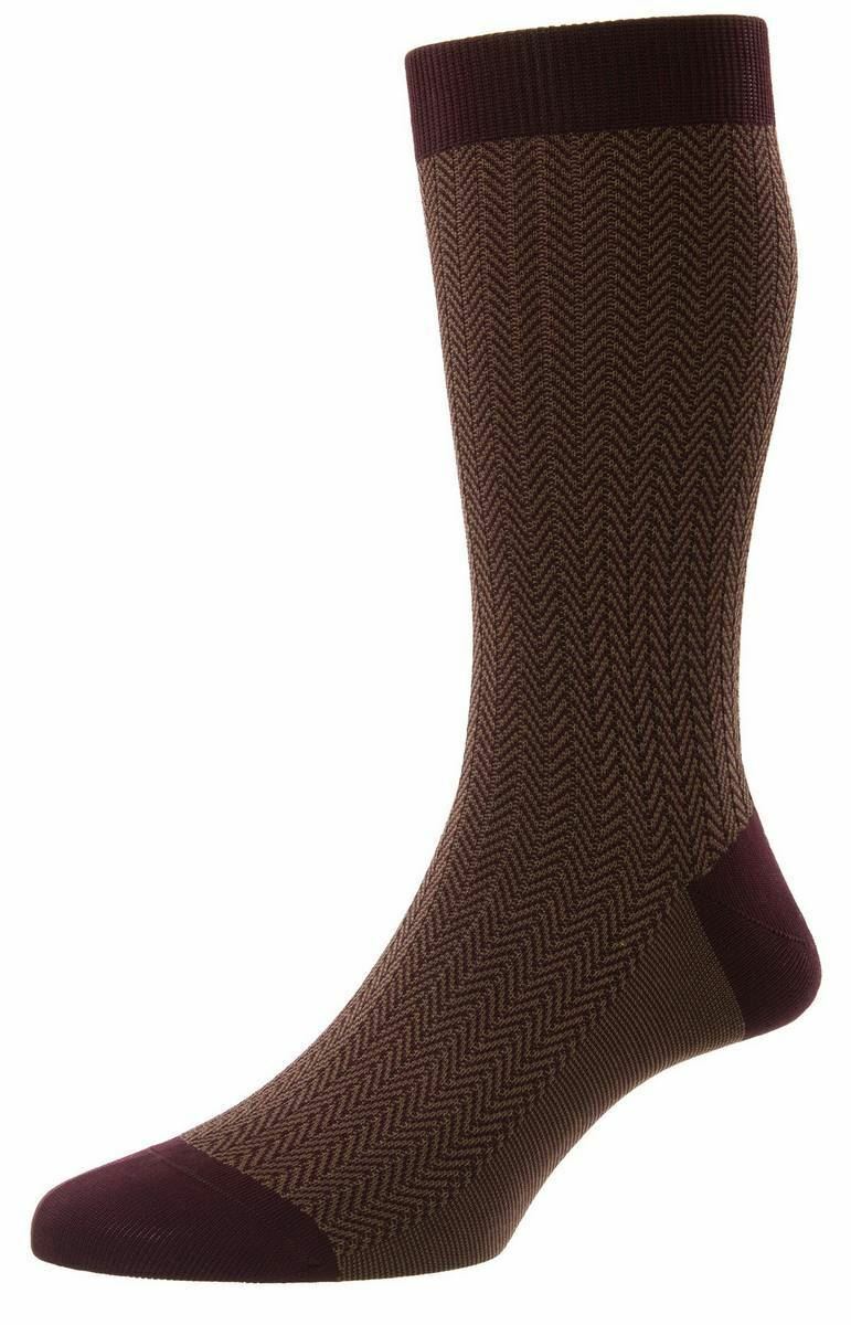 Pantherella Mens Fabian Cotton Fil D'Ecosse Herringbone Socks ...