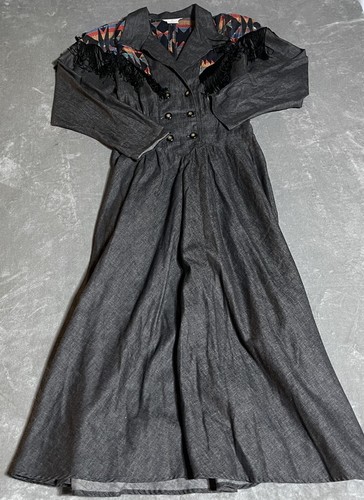 Vintage Roper Western Dress Womens 12 Fringe Long Sleeve Modest Rodeo ...