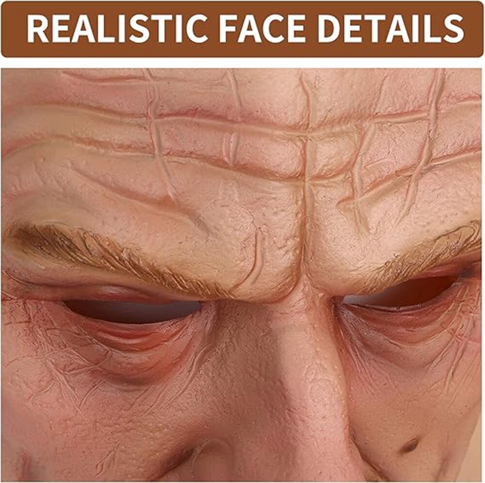 Halloween Realistic Face Bald Old Man Latex Wrinkle Face Mask Full Head ...