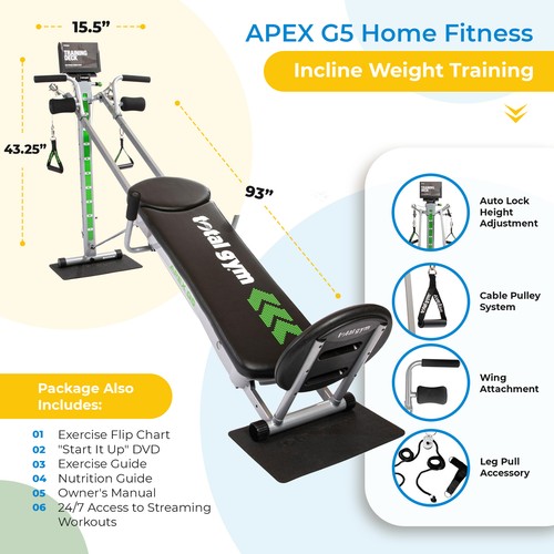 Total Gym APEX G5 Versatile Workout Strength Training Home Fitness ...