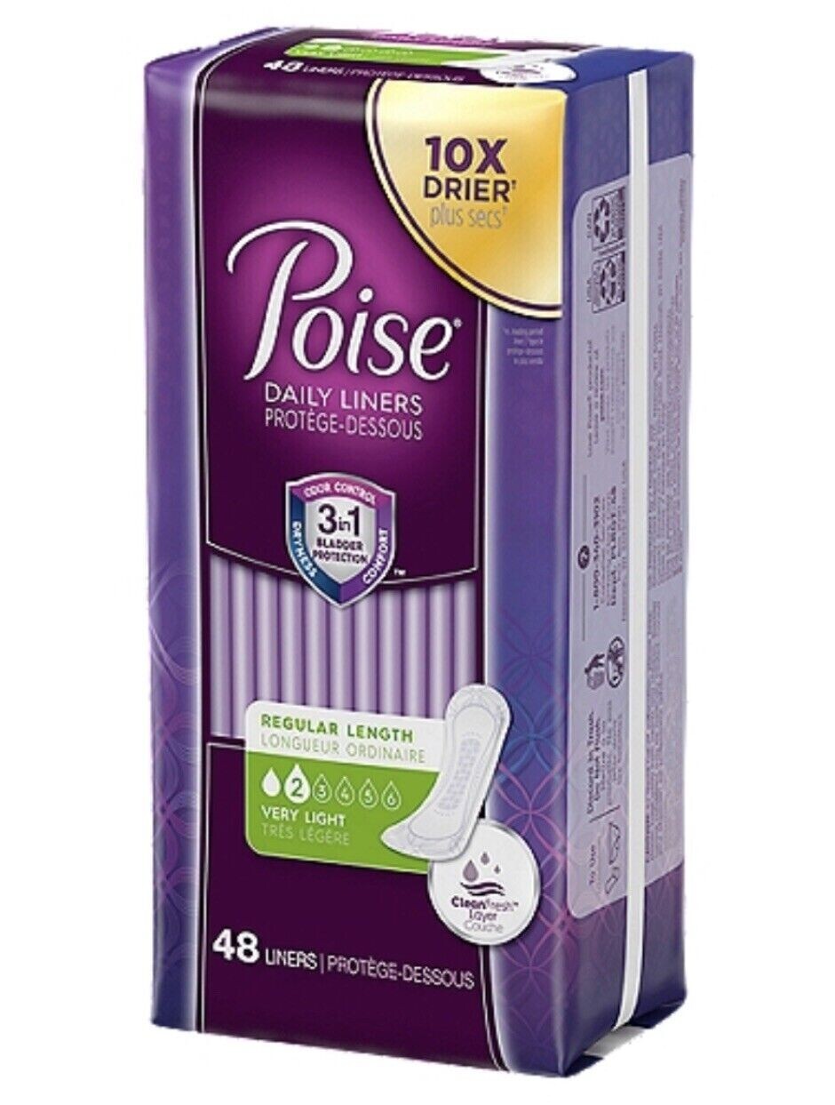 Poise+13333+Regular+Incontinence+Panty+Liners%2C+48+Count+-+1+Pack for ...