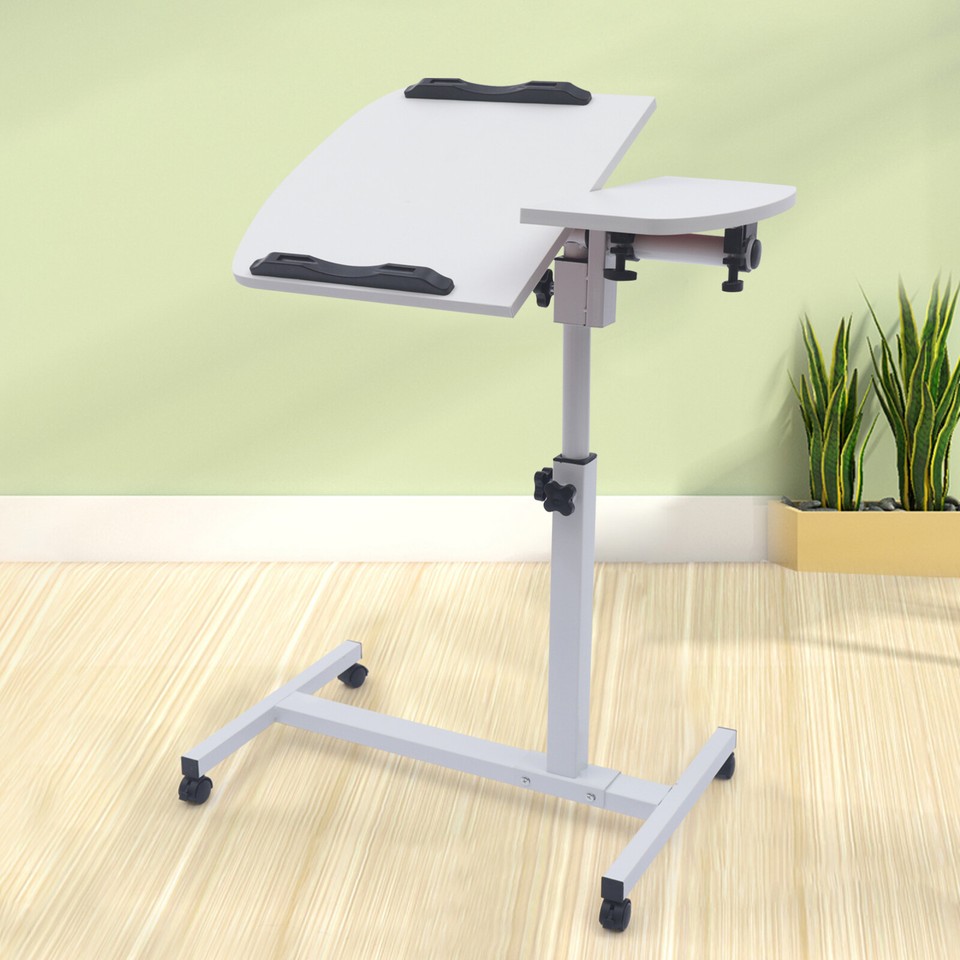 Office Laptop Desk Rolling Table Computer Mobile Stand Adjustable ...