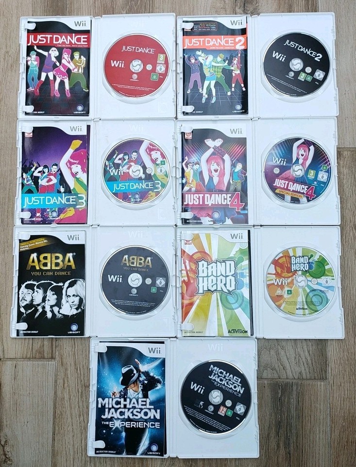 7 x NINTENDO Wii MUSIC & DANCE GAMES BUNDLE - Just Dance, Abba, Band ...