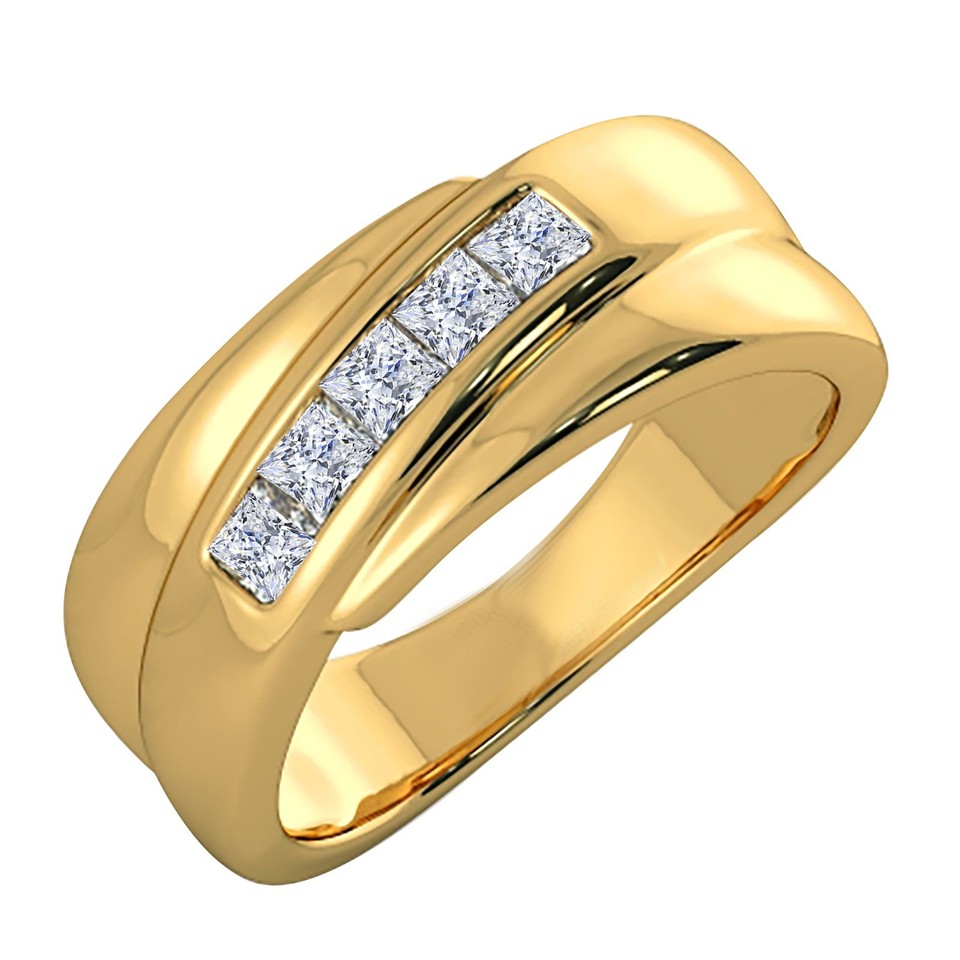 0.69Ct D/VVS1 Princess Shape Men's Engagement Ring In 14KT Gold Tariffs ...