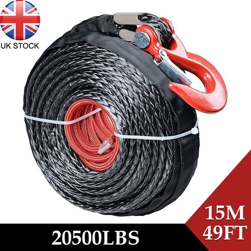 8mm x 15m Synthetic Winch Rope Tow Car 4x4 Cable Off Road Trailer Strap ...