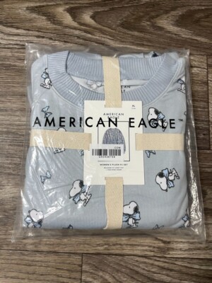 American Eagle Snoopy Peanuts Bow Plush Pajama Set - Size XL | eBay