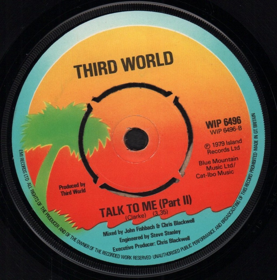 Third World (Reggae) Talk To Me 7" vinyl UK Island 1979 A label design ...