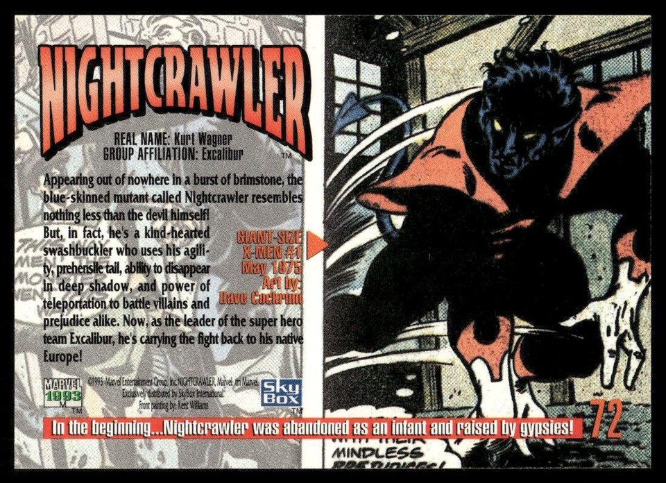 Nightcrawler 1993 Marvel Masterpieces Skybox Card #72 | eBay